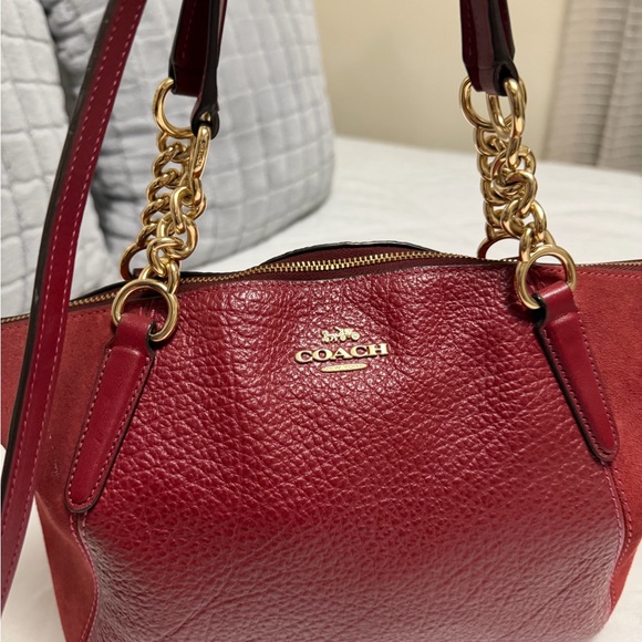 Coach | Bags | Coach Red Pebbled Leather And Red Suede Womens Bag ...